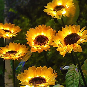 ASFSKY Solar Sunflower Lights Outdoor Waterproof 2 Pack Sunflower Stakes for The Yard, Patio, Backyard and Brighten Up Your Solar Garden with Sunflower Solar Lights