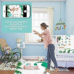 Decoroca Dinosaur Baby Monthly Milestone Blanket - Perfect for Celebrating Your Baby's Growth - Capture Precious Moments Together (50" × 40" with 12 Stickers)