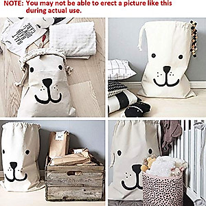 Lependor Kids Toy Canvas Duffle Storage Carry Heavy Duty Basket Laundry Bag Reusable Wall Delicates with Drawstring Pouch Christmas Gift for Travel, Ladies Sweater (Smile,18" x 26")