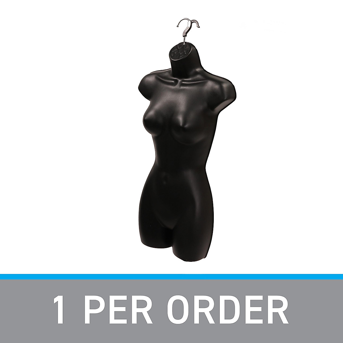 SSWBasics Female Mannequin Torso - Fits Women’s Sizes 5-10 - Molded, Shatterproof & Black