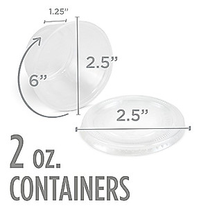 Back of House Ltd. 100-pack of Disposable Clear Plastic Condiment Storage Cups with Lids - Choose 2 oz. or 4 oz. - For Restaurant, Home, Gelatin Shots (2 oz.)