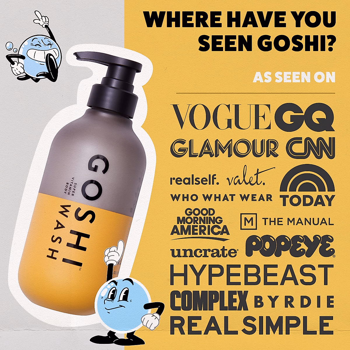 GOSHI Super Vitamin Body Wash 16 oz - pH-Balanced Moisturizing Body Wash for Men and Women - For All Skin Types