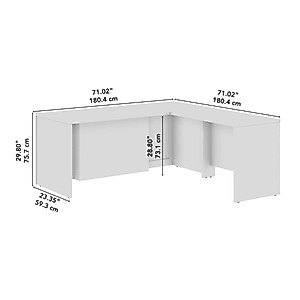 Bush Business Furniture Hampton Heights 72W x 30D Executive L-Shaped Desk in White, Large Computer Table for Home Office or Professional Workspace