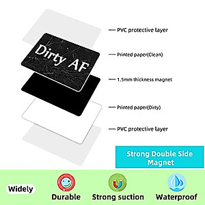 Hella Clean and Dirty Af Magnet Dishwasher Magnet Oxepleus Double Sided Dirty Clean Sign for Dishwasher (3D Granite)