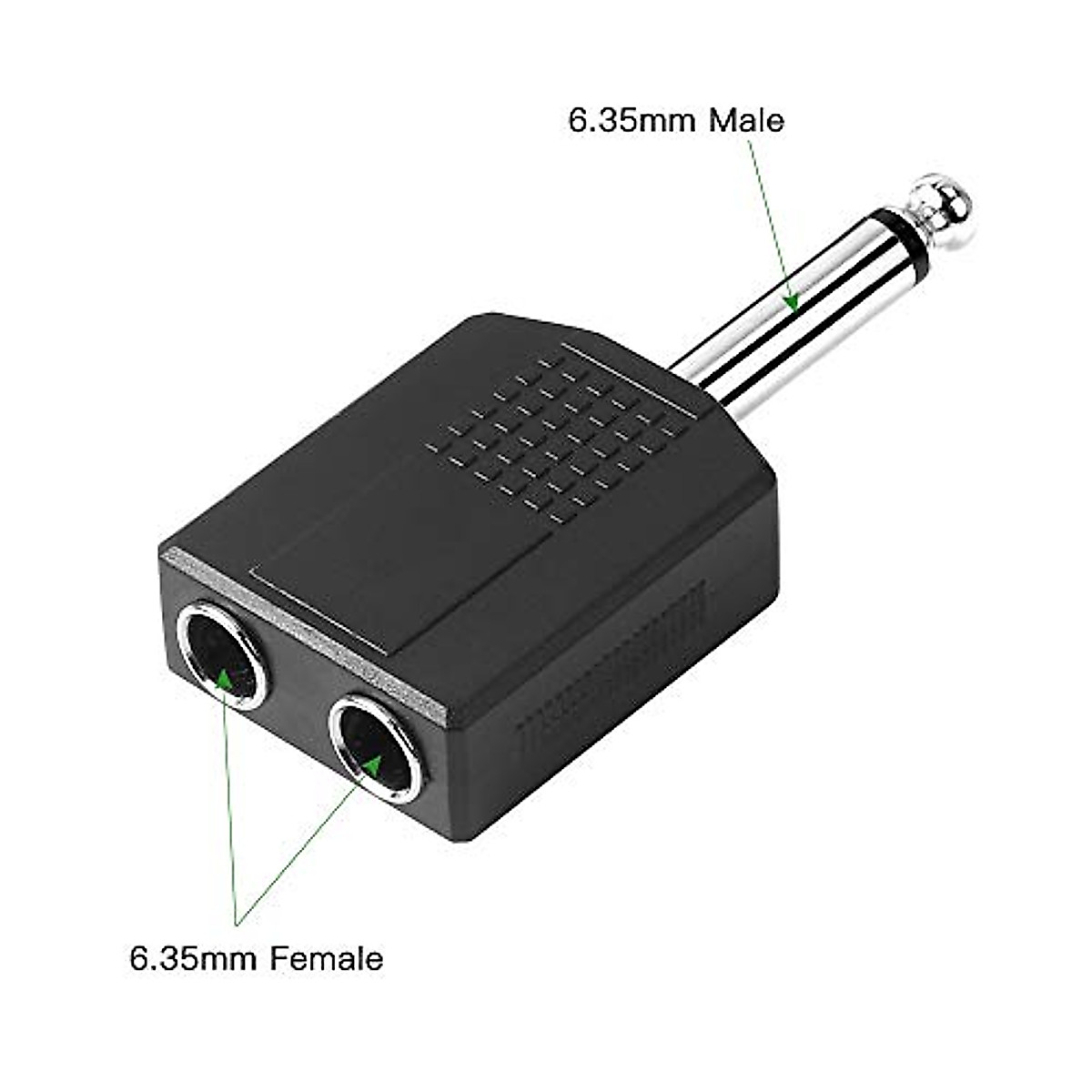 Jelanry 1/4" 6.35mm Stereo Plug Male to Dual 1/4" 6.35mm Jack Female Splitter Adapter, Dual 6.5mm Jack Adapter Audio Y Cable Splitter for Guitar, Microphone, Amplifier TAA Compliant Black 2Pack