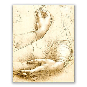 Leonardo Da Vinci Art Prints - Set Of 4 (8 Inches X 10 Inches) Wall Decor Photos - Vitruvian Man Drawing Sketch Renaissance Poster