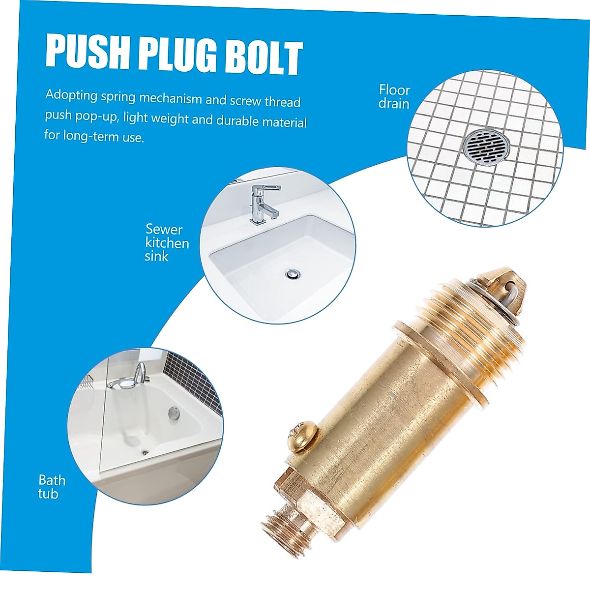 DOITOOL 4 pcs Up Drain Replacement for Bathroom Kitchen Sink Push Spring Mechanism Bolt Waste Stopper Strainer for Control