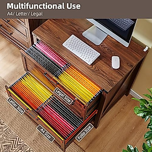 JXQTLINGMU 2 Drawer Farmhouse File Cabinet, Lateral Filing Cabinet with Lock for Home Office, Compatible Legal Letter A4 F4 Size, Brown