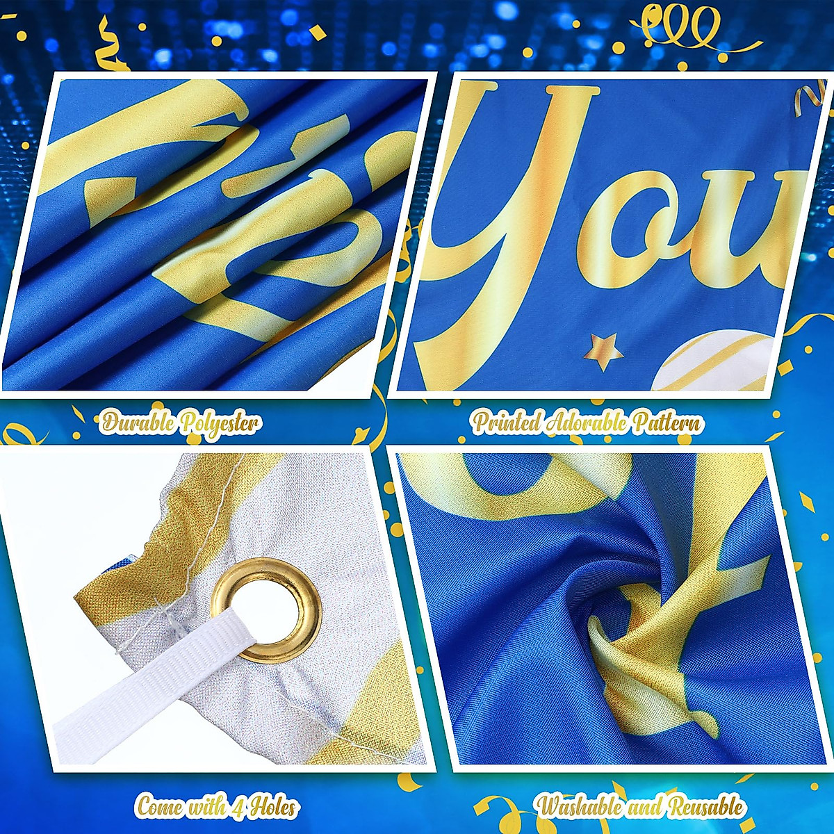Gemscream Light up We Appreciate You Banner Decorations Thank You for All You Do Backdrop Banner Yard Sign with 21 Pcs Balloons Employee Staff Appreciation Gifts Teacher Party Supplies(Blue Gold)