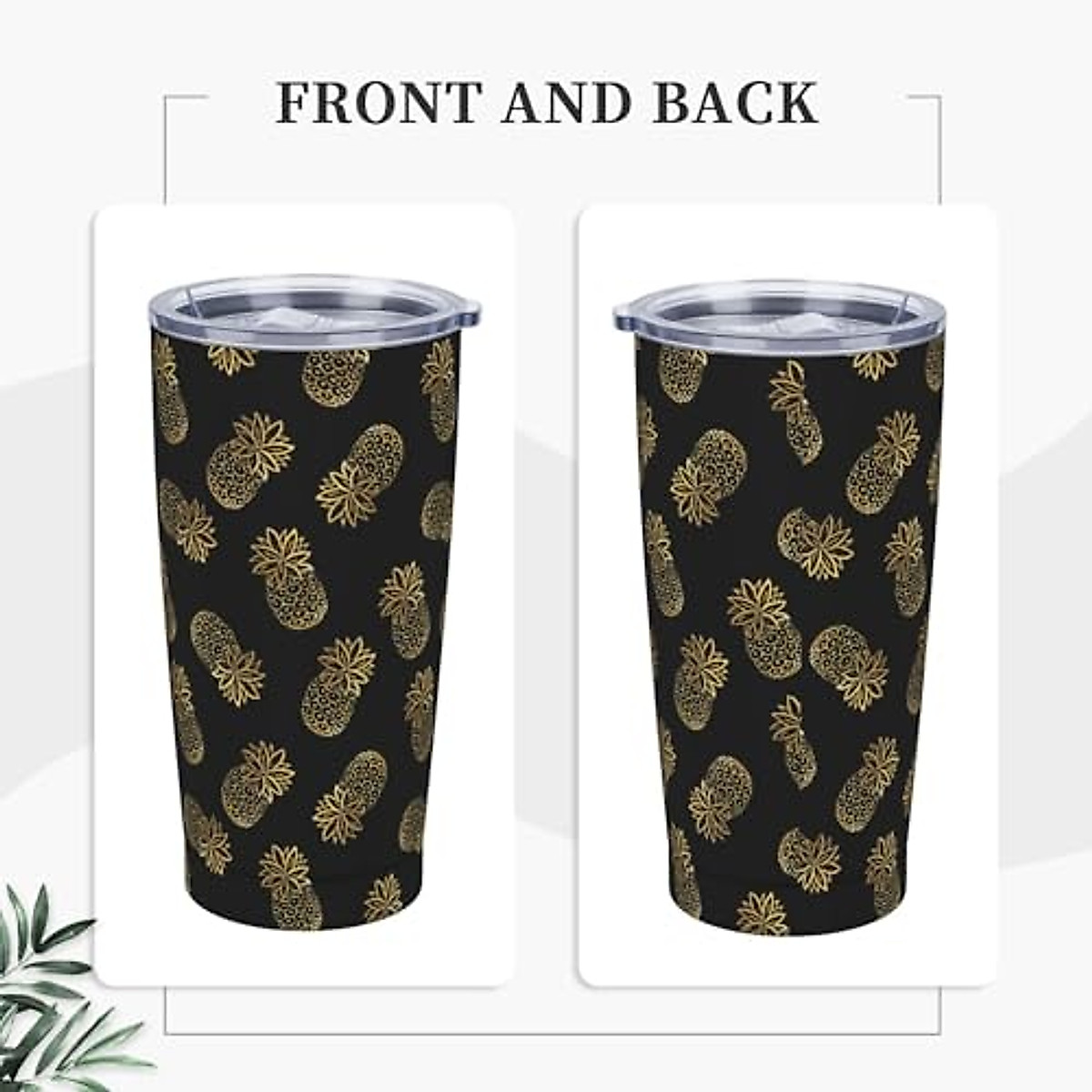 20oz Tumbler Summer Fruit Pineapple Double Wall Vacuum Insulated Coffee Mug with Lid and Metal Straw Brush Reusable Stainless Steel Water Bottle Travel Cup Gifts for Car Ice Drinks Hot Beverage