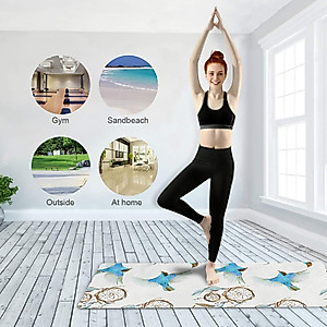 OTVEE Watercolor Dreamcatcher Birds Yoga Mat for Women Non Slip Ultra Thin 1 MM Travel Yoga Mat with Carrying Bag Suede Fitness Exercise Mat for Yoga Pilates Workout Routines Camping