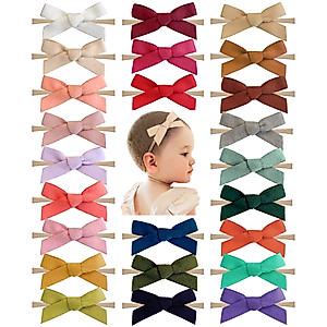 24PCS Baby Nylon Headbands Hairbands Hair Bow Elastics for Baby Girls Newborn Infant Toddlers Kids