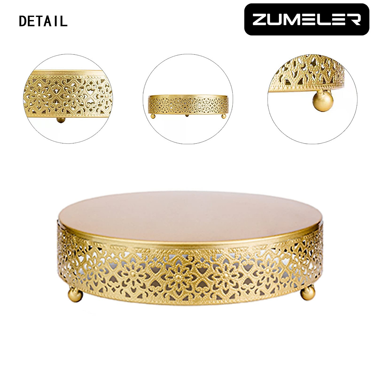 ZUMELER Gold Cake Stand,10" Round Iron Cake Stands Cookies Cupcake Dessert Stands for Weedings Birthday Baby Showers Anniversary