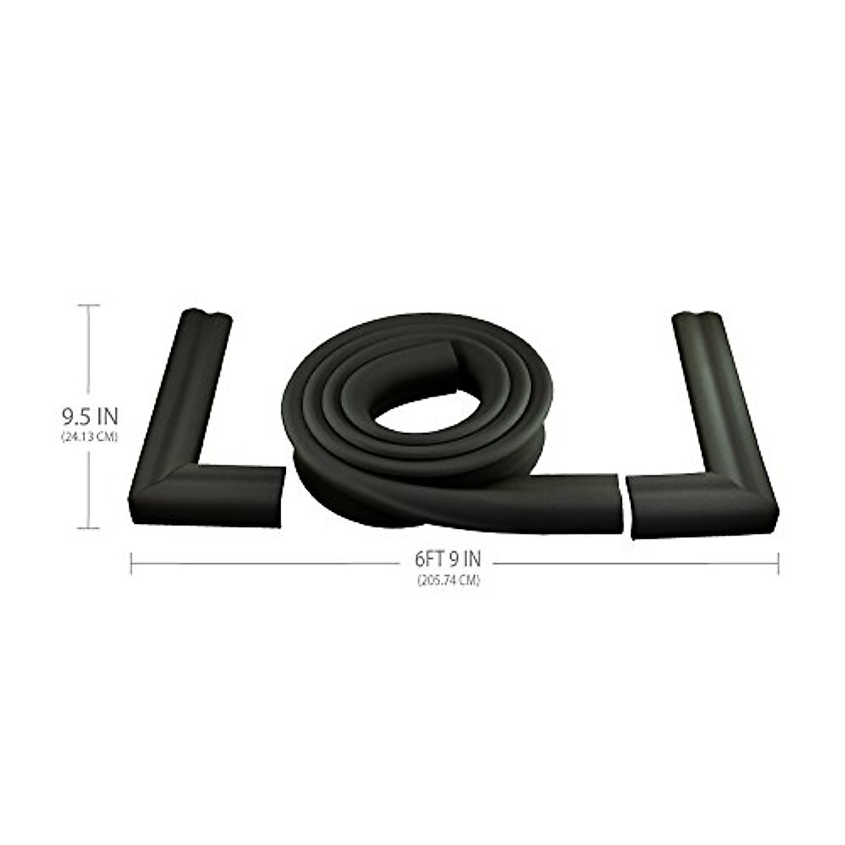 KidKusion Hearth Cushion | Made in USA | Black | 8.33 Ft of Padding | Child Safety, Edge and Corner Guard, Babyproof Fireplace Bumper