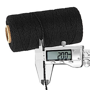Black Natural Cotton Craft String - Ohtomber 328 Feet 2MM Bakers Twine for DIY Crafts and Gift Wrapping