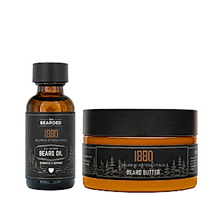 Live Bearded Beard Oil and Beard Butter Grooming Kit - 1880 - All-Natural Ingredients with Shea Butter, Argan Oil, Jojoba Oil and More - Beard Growth Support - Made in the USA