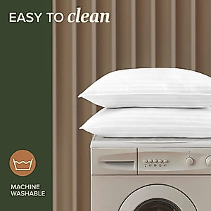 Beckham Hotel Collection King Size Firm Down Alternative Bed Pillows Set of 2 - Cooling Foam Pillow for Back, Stomach or Side Sleepers