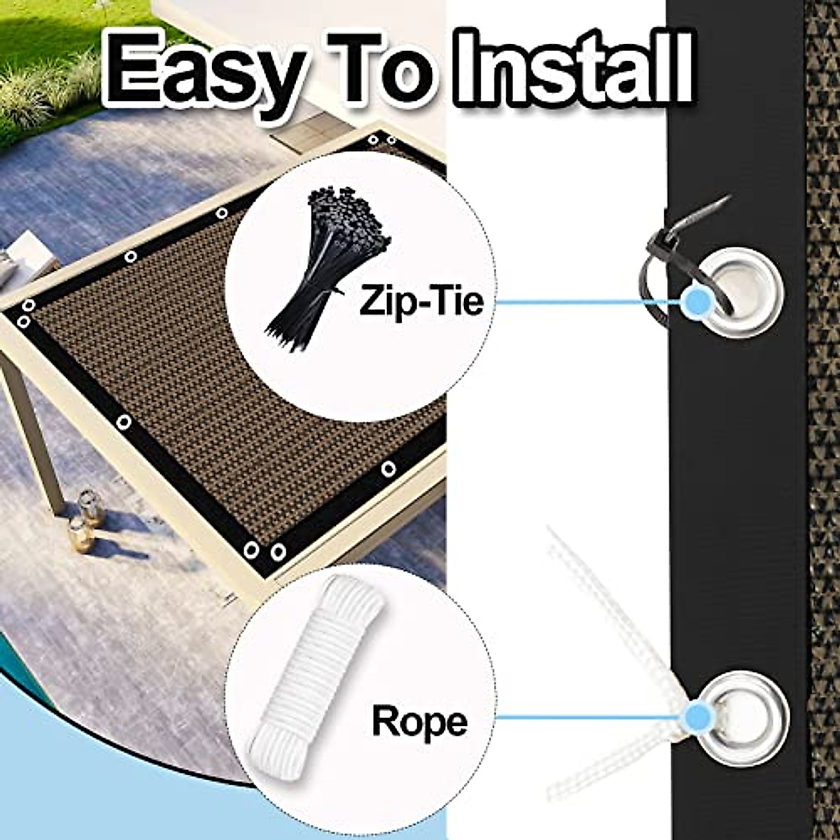 Artpuch Pergola Shade Cover Outdoor Sun Shade Cloth with Grommets Shade Tarp for Patio, Carport, Backyard