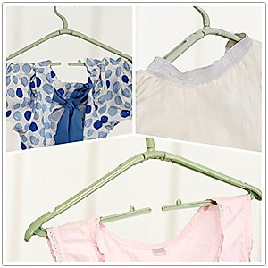 Fineget Foldable Coat Hangers with Clips Portable Travel Shorts Socks Clothes Hangers for Closet Shoes Collapsible Plastic Heavy Duty No Slip Hangers Quick Drying Green 4 PCS + 8 Clips