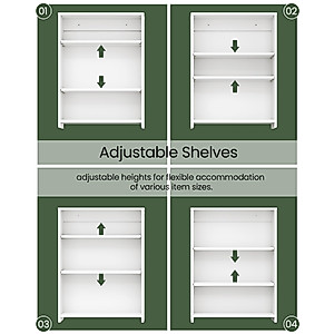 CHOEZON Bathroom Medicine Mirror Cabinet, Wall-Mounted Bathroom Vanity with Mirror, Bathroom Medicine Cabinet with Storage Function, Hanging Storage Cabinet, Adjustable Shelves, White