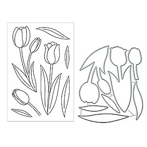 Tulip Silicone Clear Stamp and Die Sets for Card Making, DIY Embossing Photo Album Decorative Craft