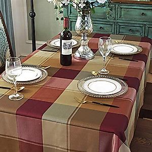 Rectangle Tablecloth Checkered Style Polyester Table Cloth Spillproof Dust-Proof Wrinkle Resistant Heavy Weight Table Cover for Kitchen Dinning Tabletop (Rectangle/Oblong, 52" x 70" (4-6 Seats), Red)