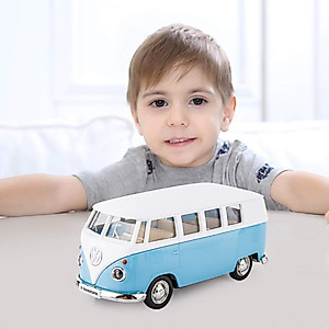 TGRCM-CZ 1/36 Scale Bus Casting Car Model, Zinc Alloy Toy Car for Kids, Pull Back Vehicles Toy Truck for Toddlers Kids Boys Girls Gift (Blue)