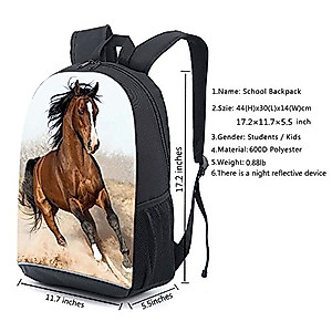 CAIWEI school backpack for boys, 17 Inch Horse School Bag Rucksack Backpack