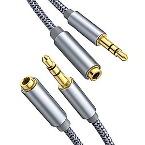 oldboytech 2 Pack Headphone Extension Cable, 3.5mm Extension [6.6ft/2M, Hi-Fi] Nylon-Braided Male to Female AUX Extension Cord Compatible with iPad iPod Speaker Smartphone Tablets & More