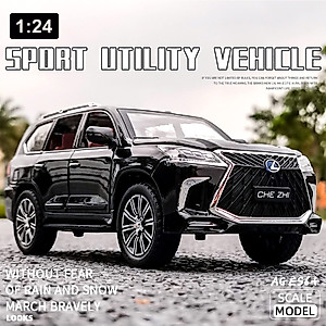 Diecast car Model 1/24 Scale - Zinc Alloy Pull Back Toy car with Sound and Light, Collectible Toys Vehicle for Adults and Boys Girls (Black)