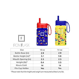 IRON °FLASK Kids Water Bottle - Straw Lid, 20 Name Stickers, Vacuum Insulated Stainless Steel, Double Walled Tumbler Travel Cup, Thermos Mug - Ocean Amigos, 14 Oz