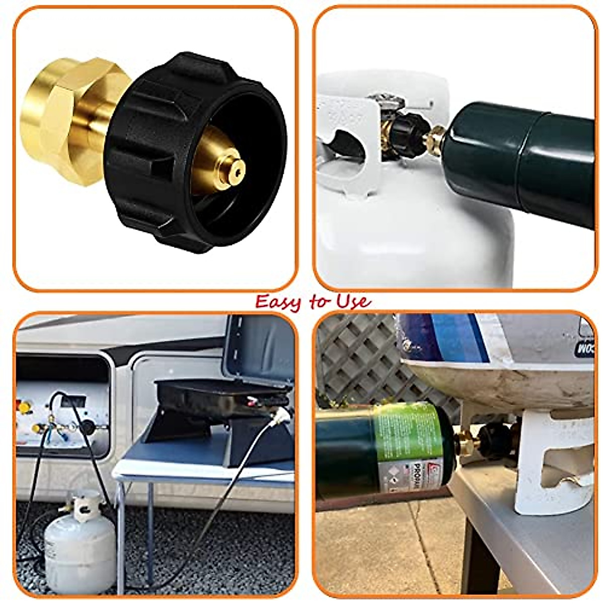 ANPTGHT Propane Refill Adapter, LP Gas Cylinder Tank Coupler Fits QCC1 / Type1 Propane Tank and 1 lb Throwaway Disposable Cylinder Solid Brass QCC1 Regulator Valve, Easy Fill Propane Bottle