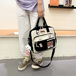 JQWSVE Kawaii Backpack Cute Messenger Bag Crossbody Canvas Tote Bag for Women Kawaii Ita Bag with Kawaii Accessories