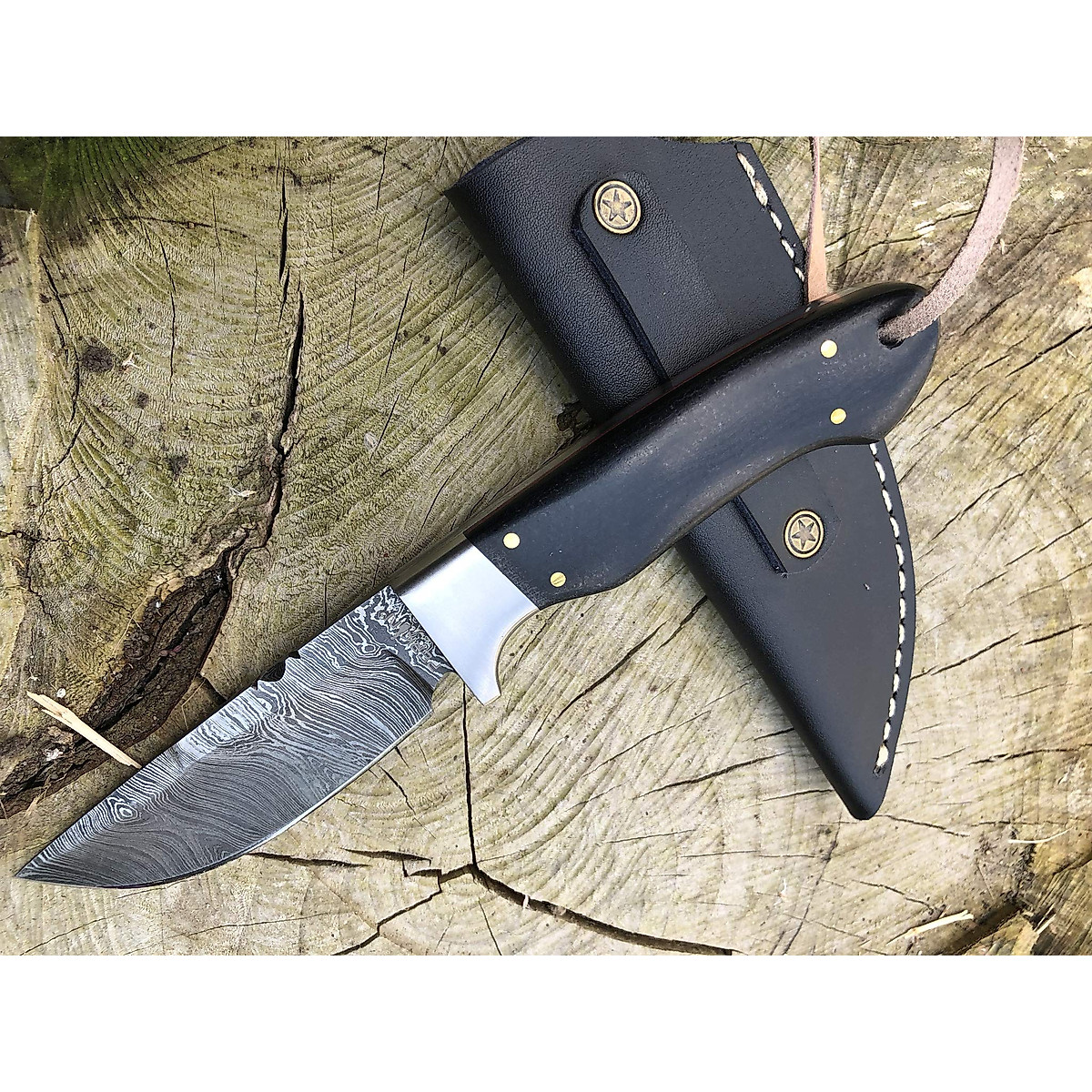 Perkin Damascus Steel Hunting Knife Bushcraft Camping Outdoor- SK1100