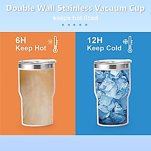 Cutiset Coffee Tumbler - 12 OZ Insulated Coffee Mug with Lid, Leak Proof Thermo Cup for Hot and Iced Drinks, Stainless Steel Vacuum Cup with Double Wall(Pink)