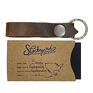 Hide & Drink, Rustic Keychain with Belt Loop, Keyring Organizer, Slim Strap for Keys, Full Grain Leather, Handmade, Bourbon Brown