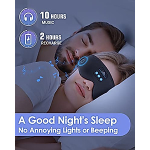 Sleep Headphones Bluetooth Headband Sleeping Headphones Headband 10Hrs Wireless Music Eye Mask with Comfortable Earbuds for Side Sleepers, Women Men Tech Gift for Birthday Christmas Stocking Stuffers