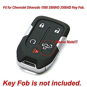 WEIBISS 2 Pack Soft 5 Buttons Soft Silicone Smart Key Fob Cover Case Protector for 2019 2020 2021 Chevrolet Chevy Silverado GMC Sierra 1500 2500HD 3500HD HYQ1EA 13529632 13591396, Black