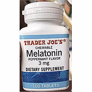 Trader Joe's 3 Pack Chewable Melatonin Peppermint Flavor 3MG, 100 Tablets