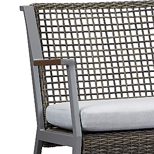 Real Flame Calvin Outdoor Two Seat Rocker, Loveseat, Powdered Aluminum Frame with Resin Wicker Weave