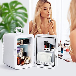 AstroAI Mini Fridge,15 Can 10 Liter Coolers & Refrigerators Mini Cooler, AC/DC Thermoelectric Skincare Fridge for Christmas Gifts, Beverage, Bedroom, Office,Travel, ETL Listed (White)