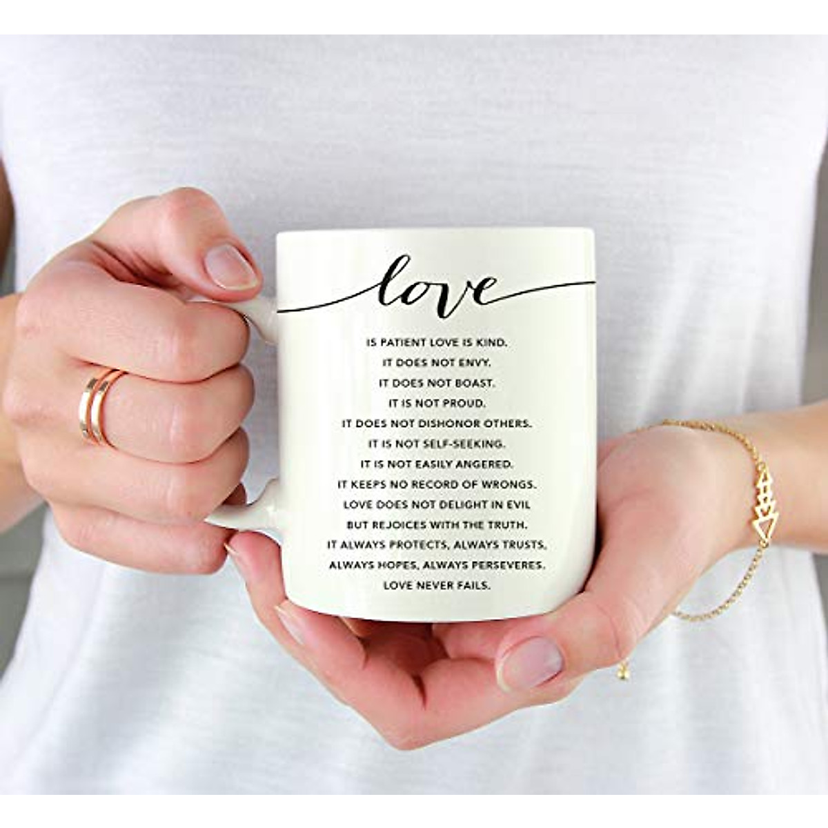 Andaz Press Modern Christian Bible Verses 11oz. Coffee Mug Gift, Love Always Protects, Always Trusts, Always Hopes, Always perseveres. Love Never Fails. 1 Corinthians 13:4-8, 1-Pack