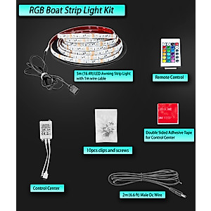 Shangyuan Boat Strip Lights, Marine led Strip Lights, Pontoon Boat Under Gunnel Deck Lights, RGB Color Changing Multiple Colors Led Strip Lights, Fishing Boat Lights