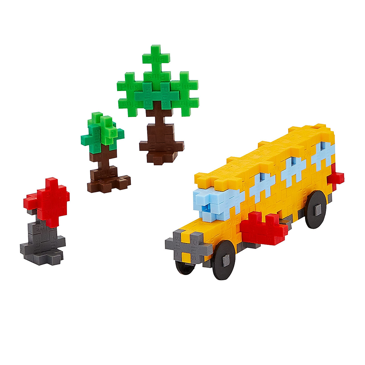 PLUS PLUS Vehicle Building Block Kit, 3D Puzzle Stem Toy for Kids, 70 Interlocking Pieces - School Bus Mini Maker Kit