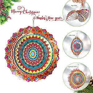 FONMY Stainless Steel Wind Spinner Worth Gift Indoor Outdoor Garden Decoration Crafts Ornaments 12 inch Multi Color Mandala Wind Spinners