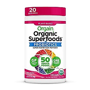 Orgain Organic Green Superfoods Powder, Berry - Antioxidants, 1 Billion Probiotics, Vegan, Dairy Free, Gluten Free, Kosher, Non-GMO, 0.62 Pound (Packaging May Vary)
