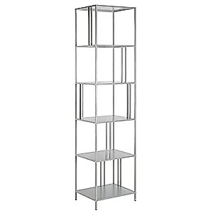 Henn&Hart 18" Wide Rectangular Bookcase in Silver, for Home Office, Living Room