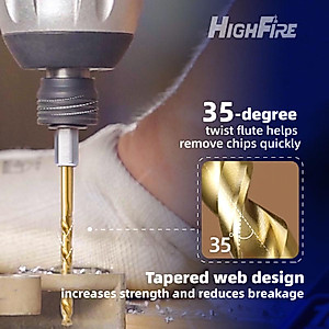 HIGHFIRE 3/32 Inch Twist Hex Shank Drill Bits, HSS Sharp Impact Driver Drill Bits for Steel, Copper and Aluminum Alloy (Pack of 12 Identical Pcs)