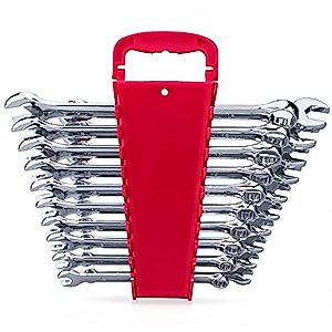 Max Torque 20-Piece Premium Metric and SAE Combination Wrench Set in Rack | Metric Size 8mm - 19mm, Inch Size 5/16” - 3/4” | Longer Wrench Body Design, Chrome Vanadium Steel, Unique V-Groove Open End