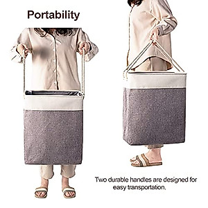 FairyHaus Laundry Basket-2Pack, Freestanding Laundry Hamper with Support Rods & Easy Carry Handles, Fabric Dirty Laundry Hampers Baskets for Clothes Storage Gray 65L